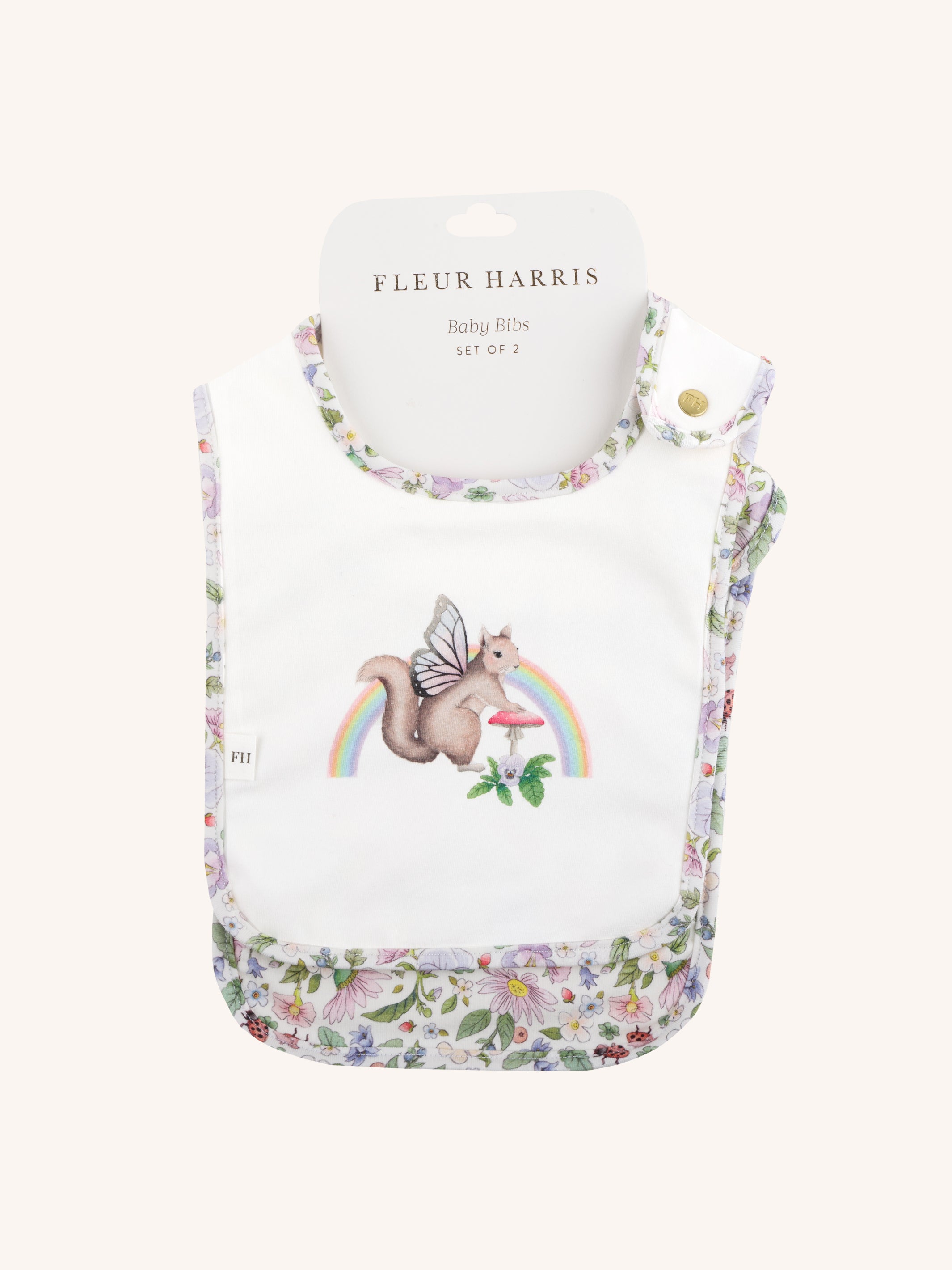 'Garden Ditsy' Dandy Duo Bib Set - Snow – Fleur Harris