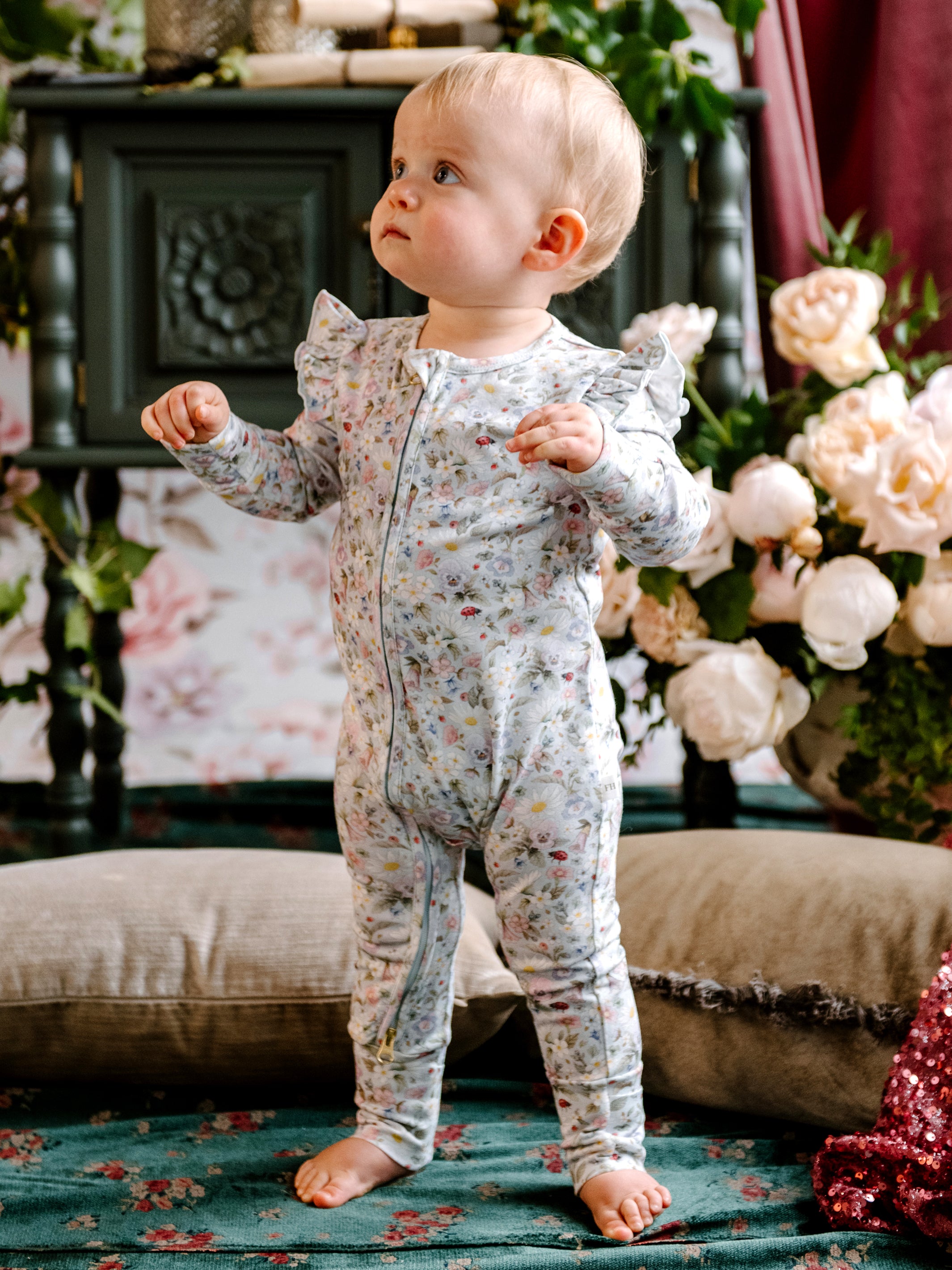 'Sweet Garden' Precious Frill Coverall Onesie | Fleur Harris – Fleur Harris